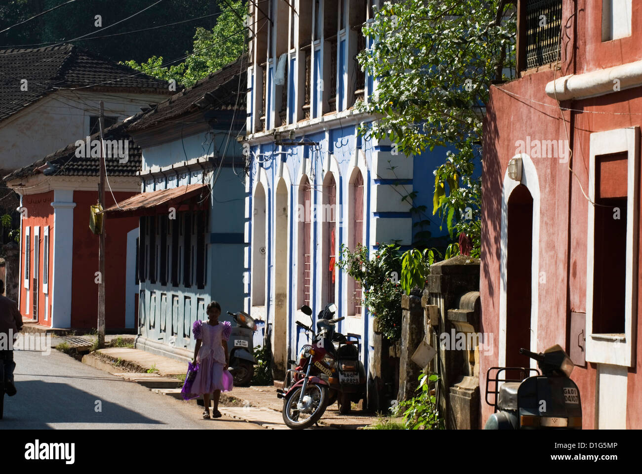 Street in the old quarter, Fontainhas, Panjim, Goa, India, Asia Stock ...