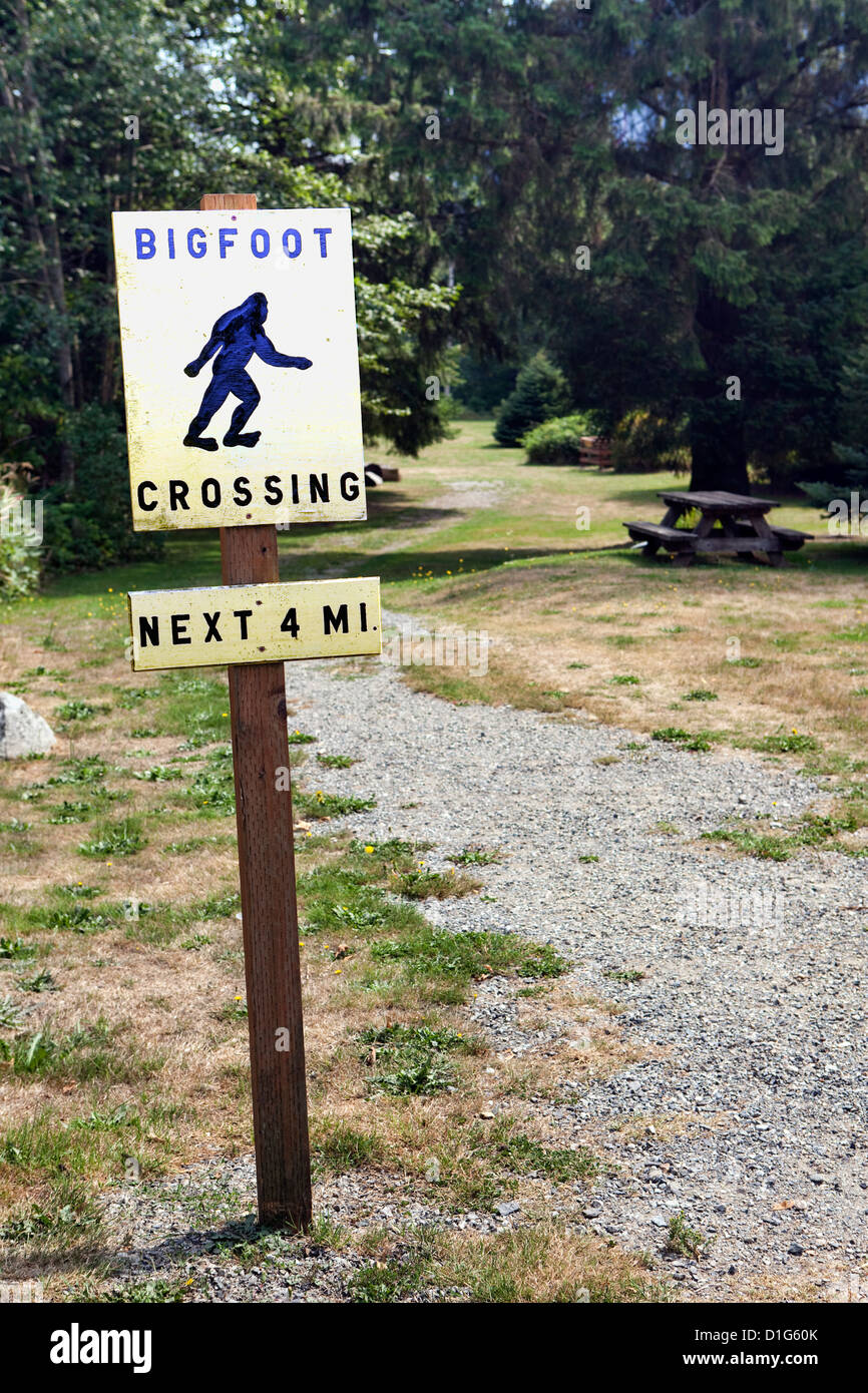 Bigfoot crossing sign; marker; warning at the Harry and the Henderson's ...