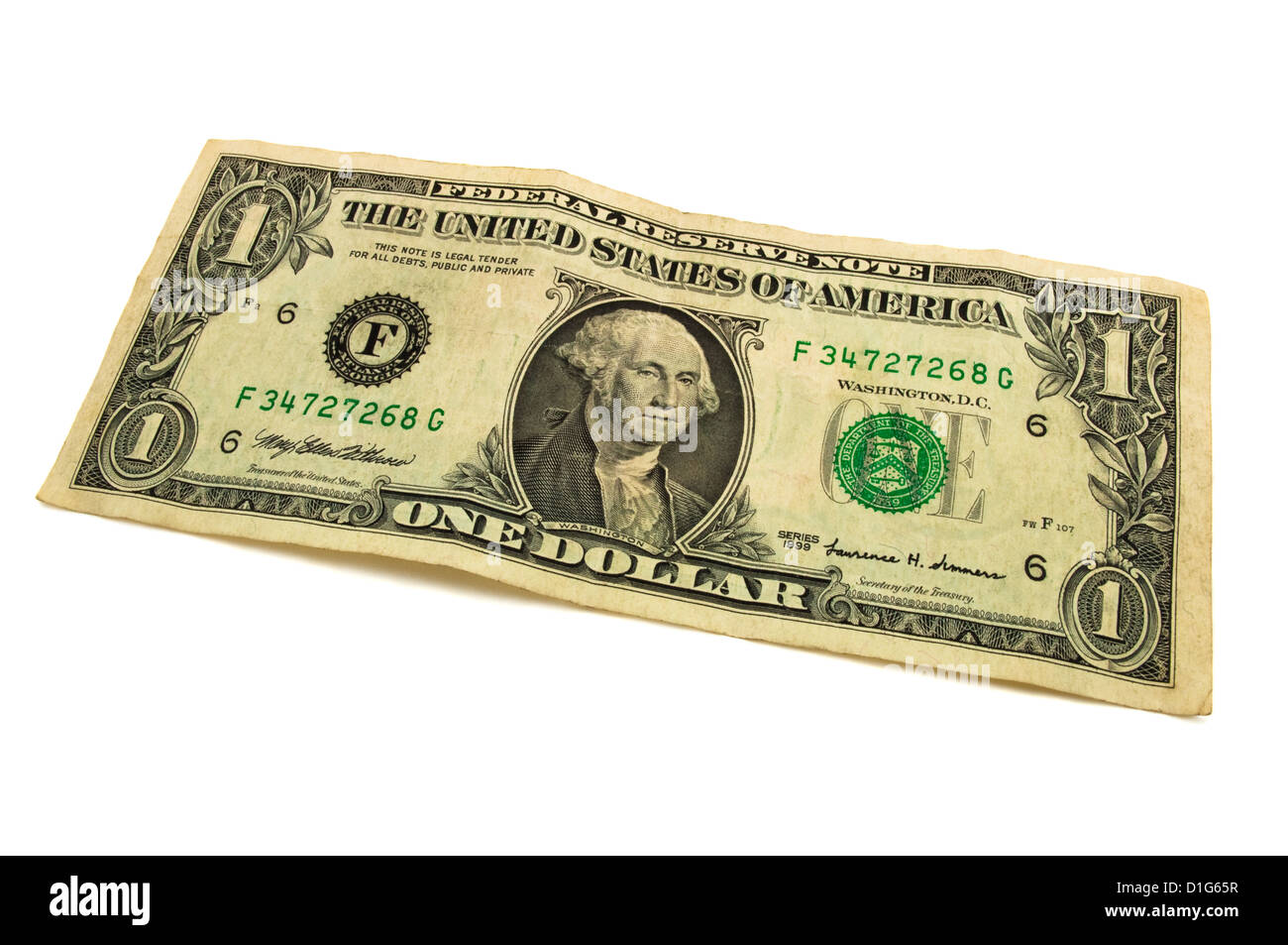 banknote one dollar isolated on white background Stock Photo - Alamy