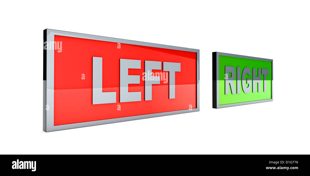Left and right. Political directions. 3D rendered illustration ...