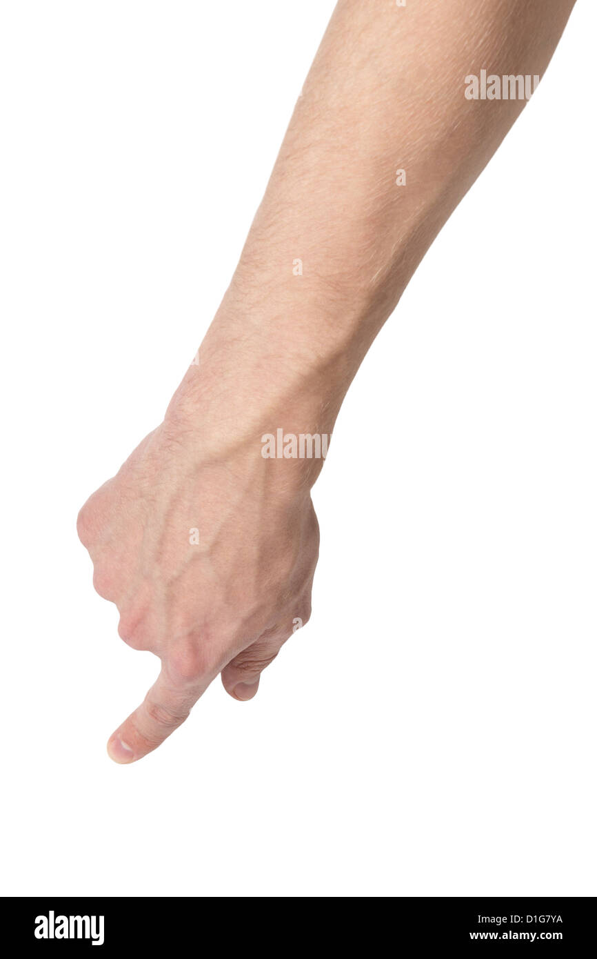 adult male hand pointing, isolated on white Stock Photo - Alamy