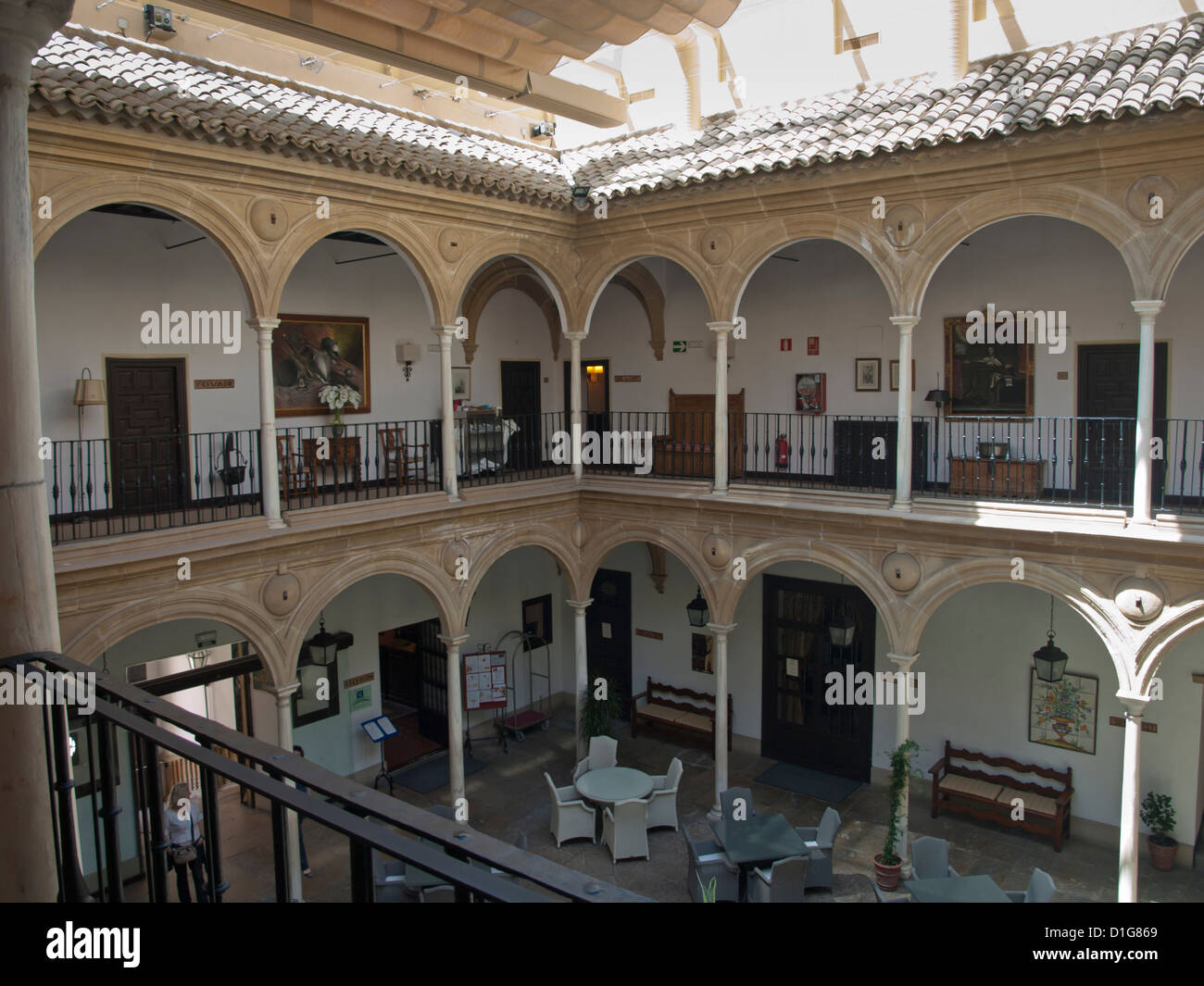 Interior courtyard of the Spanish state hotel Parador de Ubeda in ...