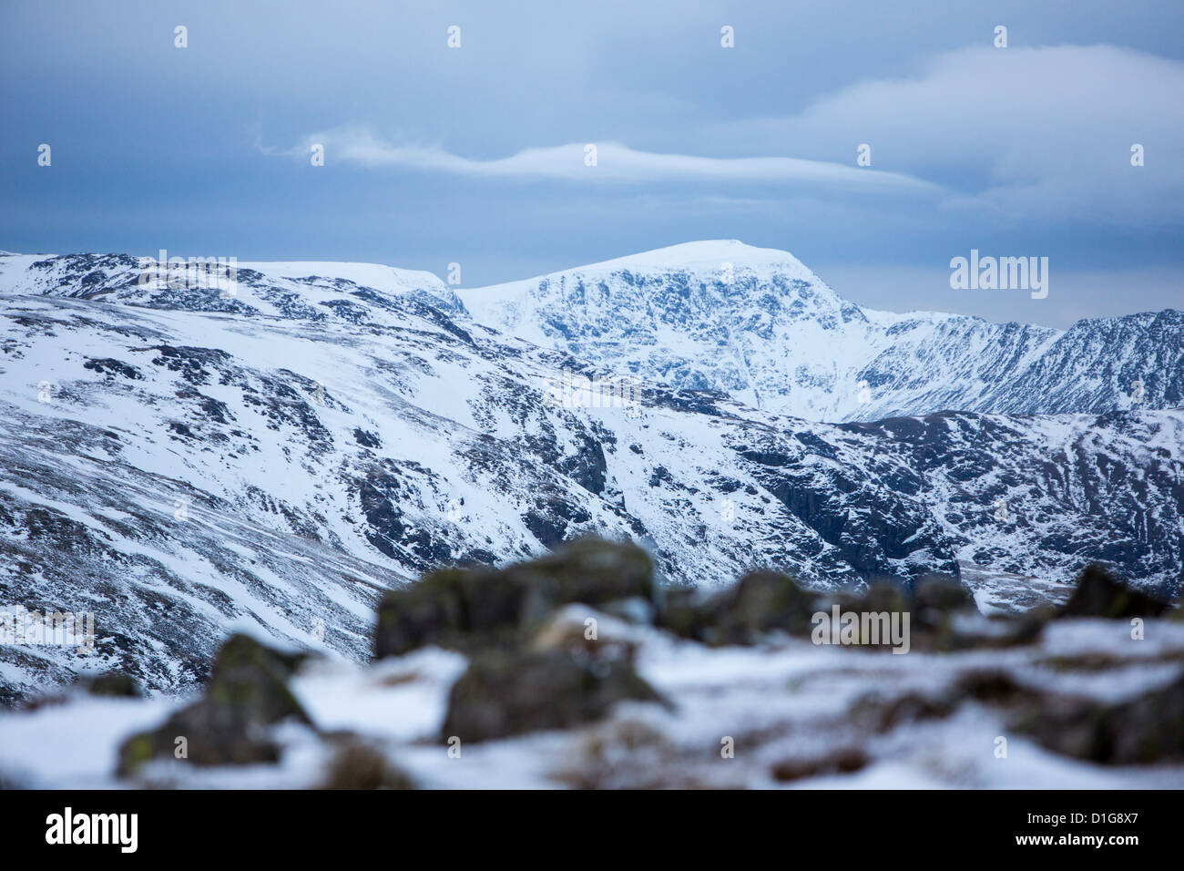 Red Screes above Ambleside Lake District, UK, looking towards Helvellyn ...