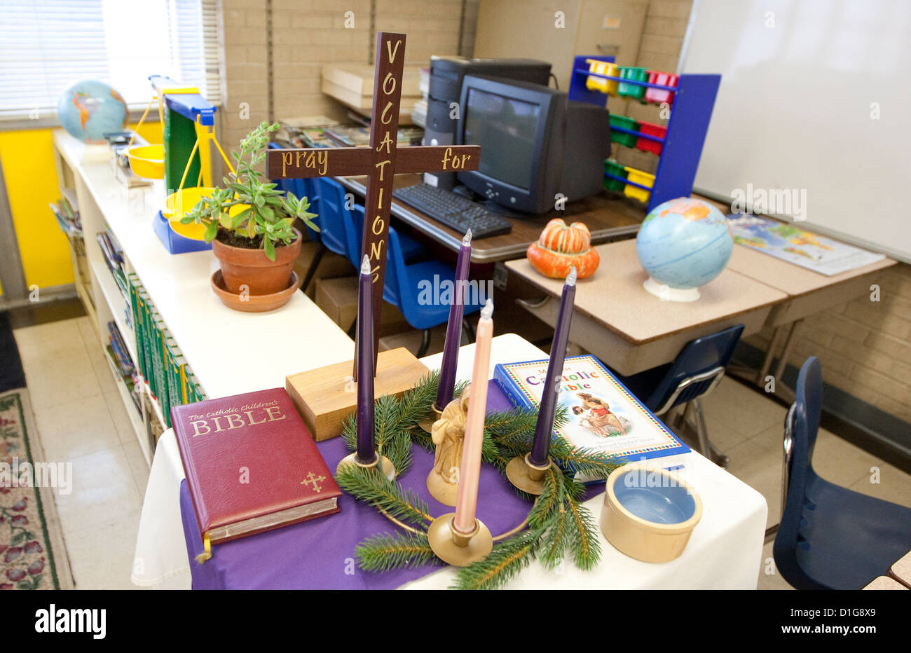 Second grade classroom at Catholic private school in Austin, Texas ...