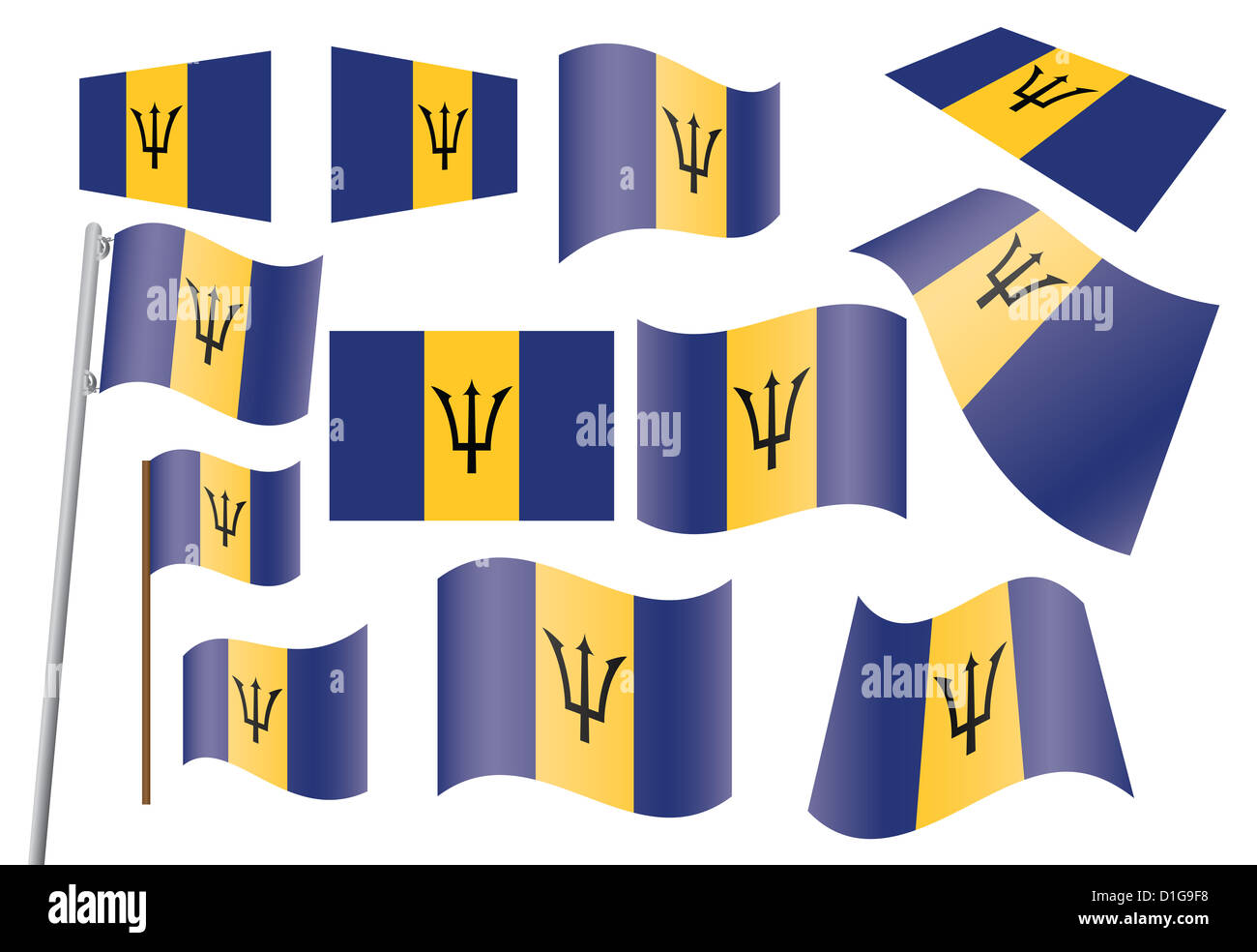 set of flags of Barbados Stock Photo - Alamy