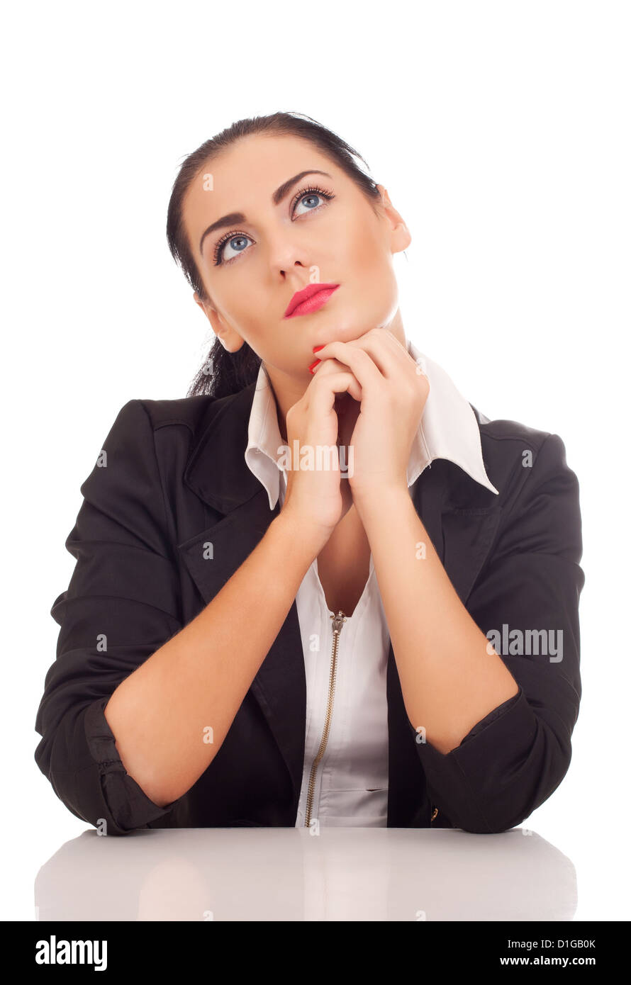 Beautiful face thinking woman hi-res stock photography and images - Alamy