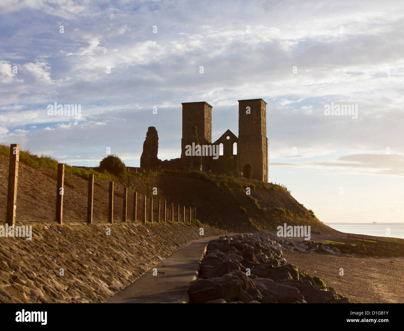 reculver towers viewed from the beach Stock Photo - Alamy