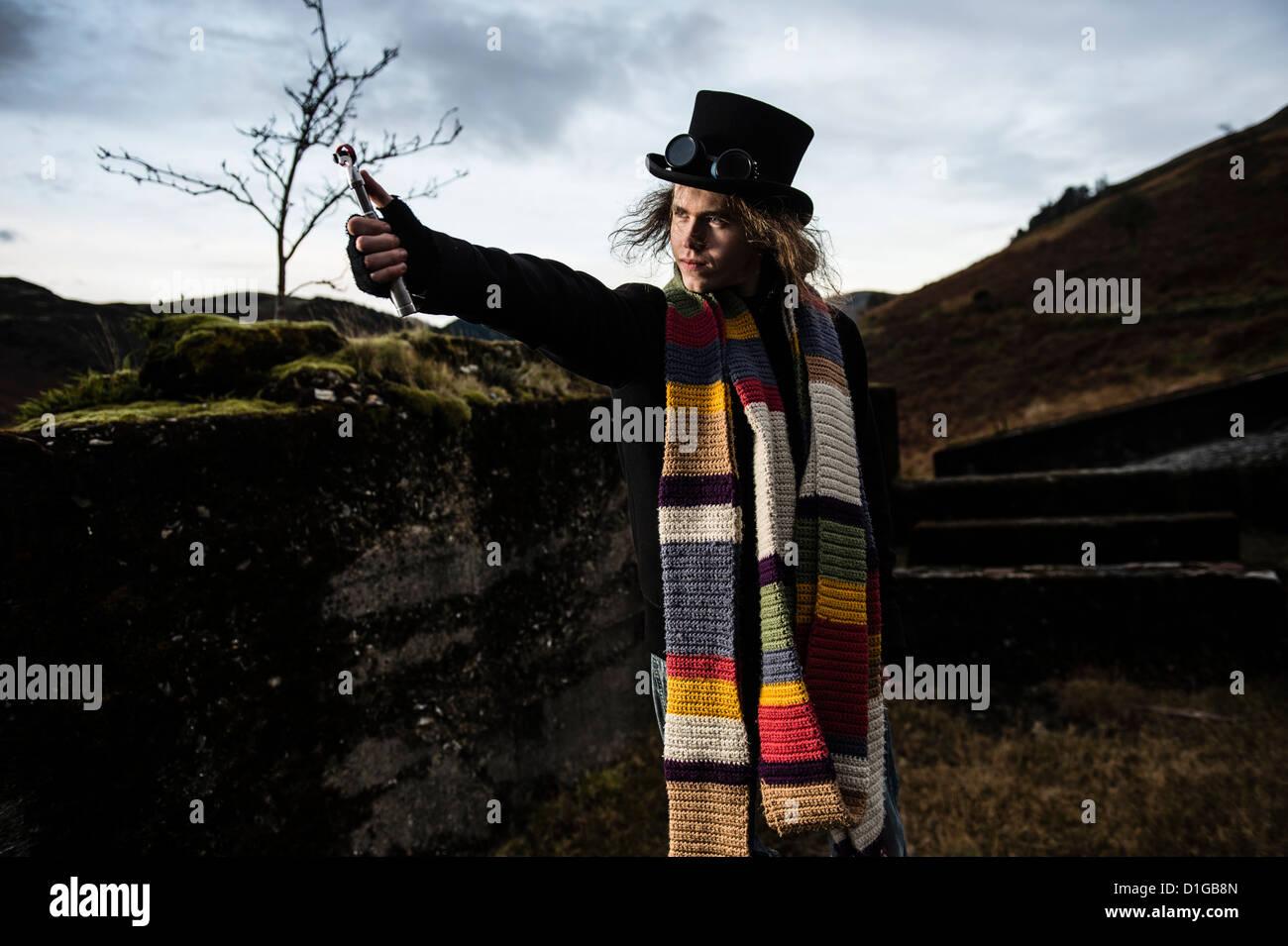 A man dressed as Dr Who in 'Post Apocalypse' style cosplay location ...