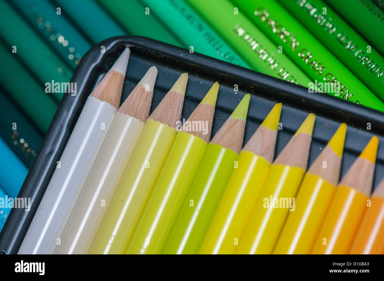 Box With A Variety Of Colorful Crayons Stock Photo - Alamy