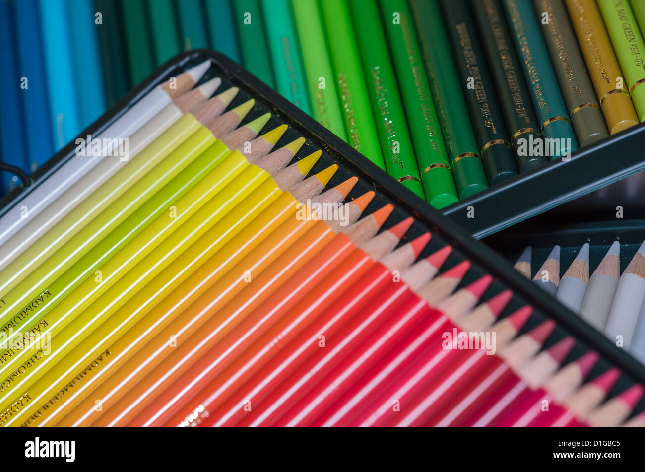 Box With A Variety Of Colorful Crayons Stock Photo - Alamy