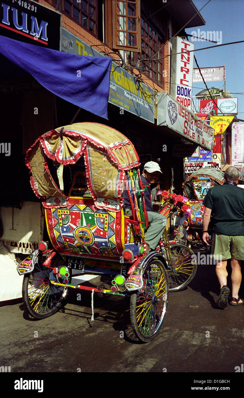 Colourful cycle ricksaw on street of Kathmandu Nepal waiting for ...
