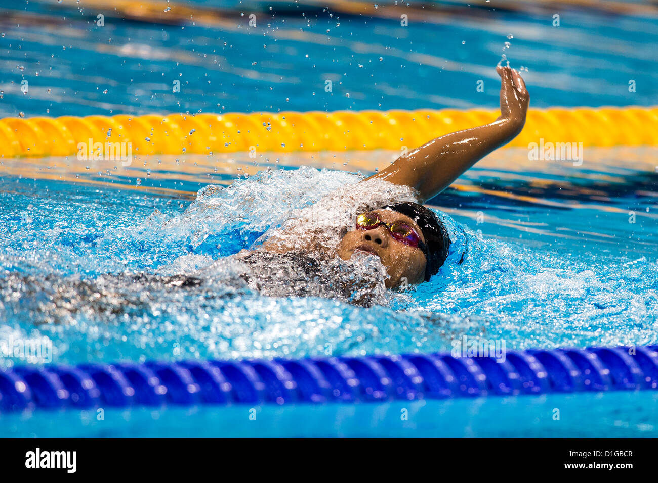 Female swimmer in backstroke action Stock Photo - Alamy