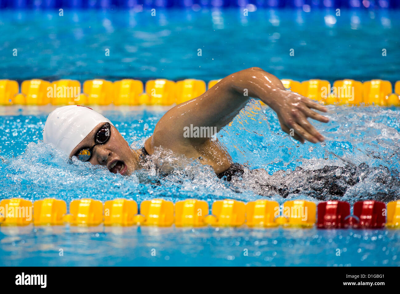 Ye Shiwen (CHN) competing in the freestyle leg of the Women's 400m ...