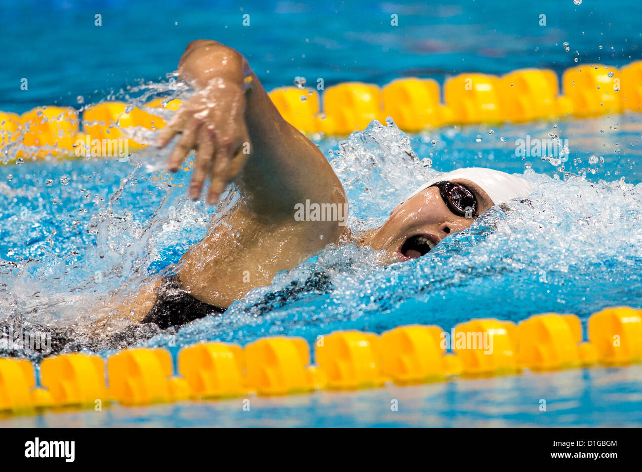 Ye Shiwen (CHN) competing in the freestyle leg of the Women's 400m ...