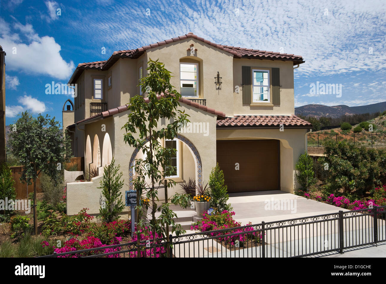 Front exterior Mediterranean style home; San Diego; California; USA ...