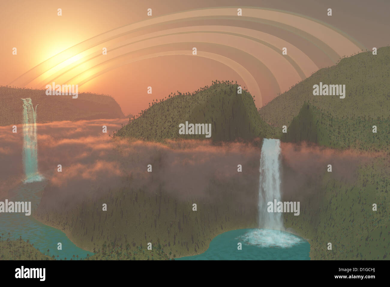 This alien planet of lush tropical jungle, river systems and waterfalls ...