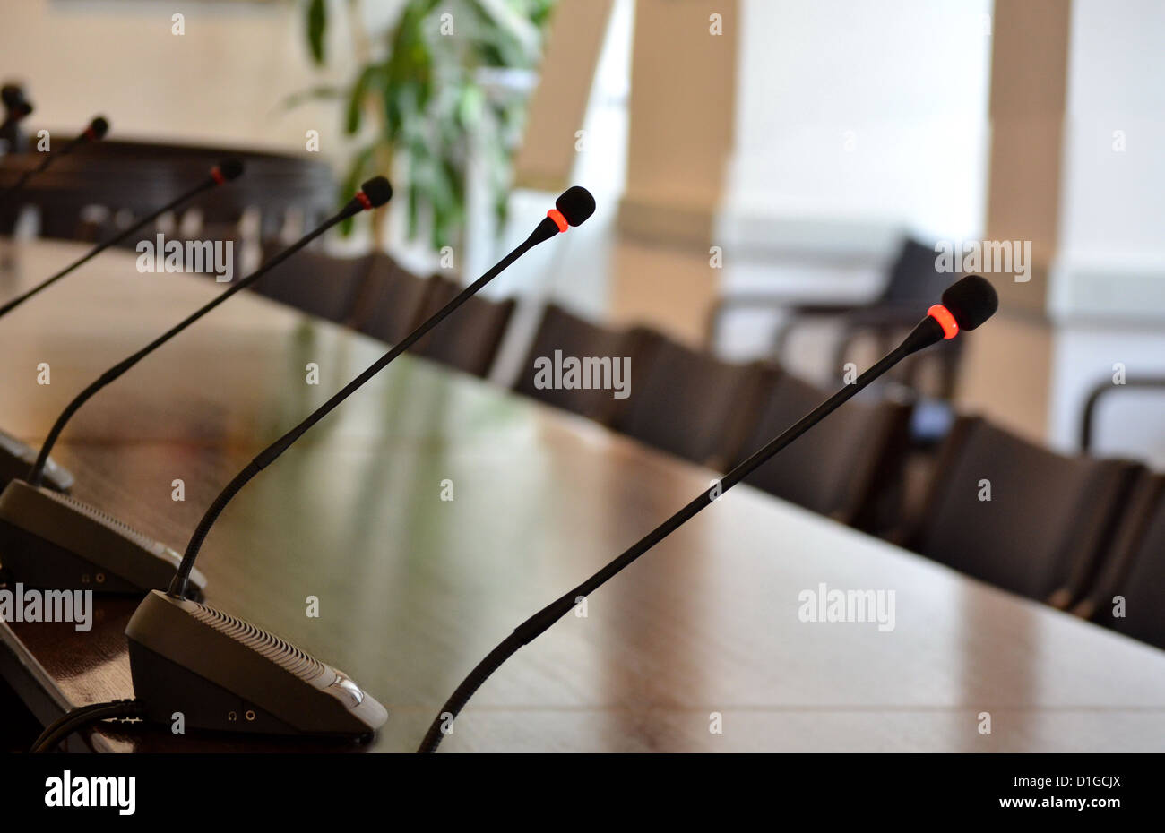Microphone in a conference room Stock Photo - Alamy