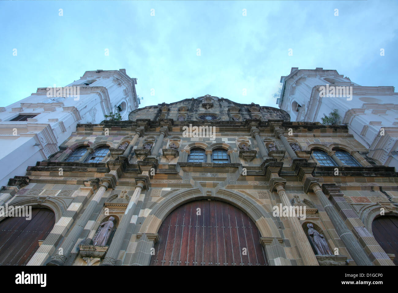 wide angle picture of a Panama Cathedral in the sunset Stock Photo - Alamy