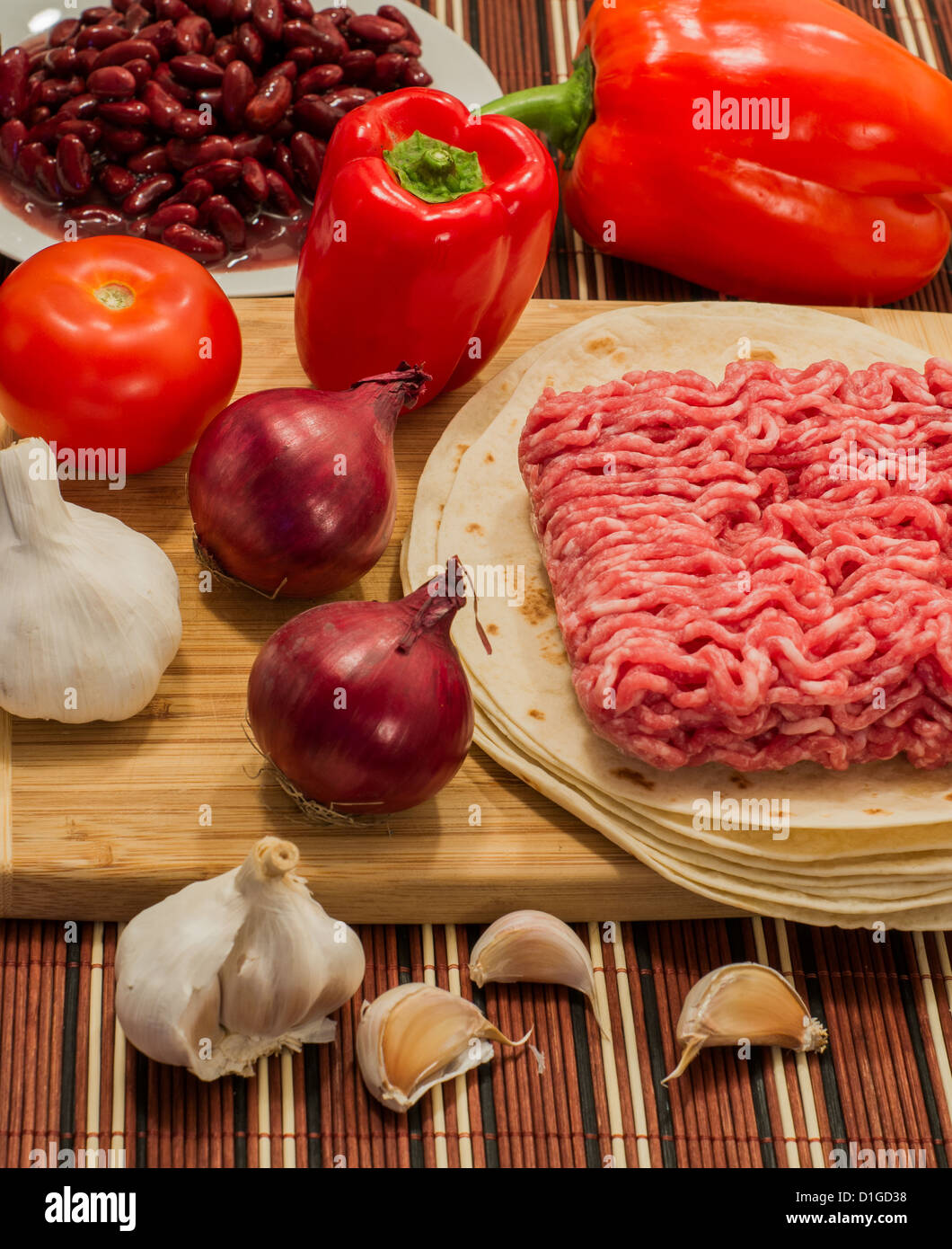 Ingredients that are used in mexican cuisine for burrito Stock Photo ...