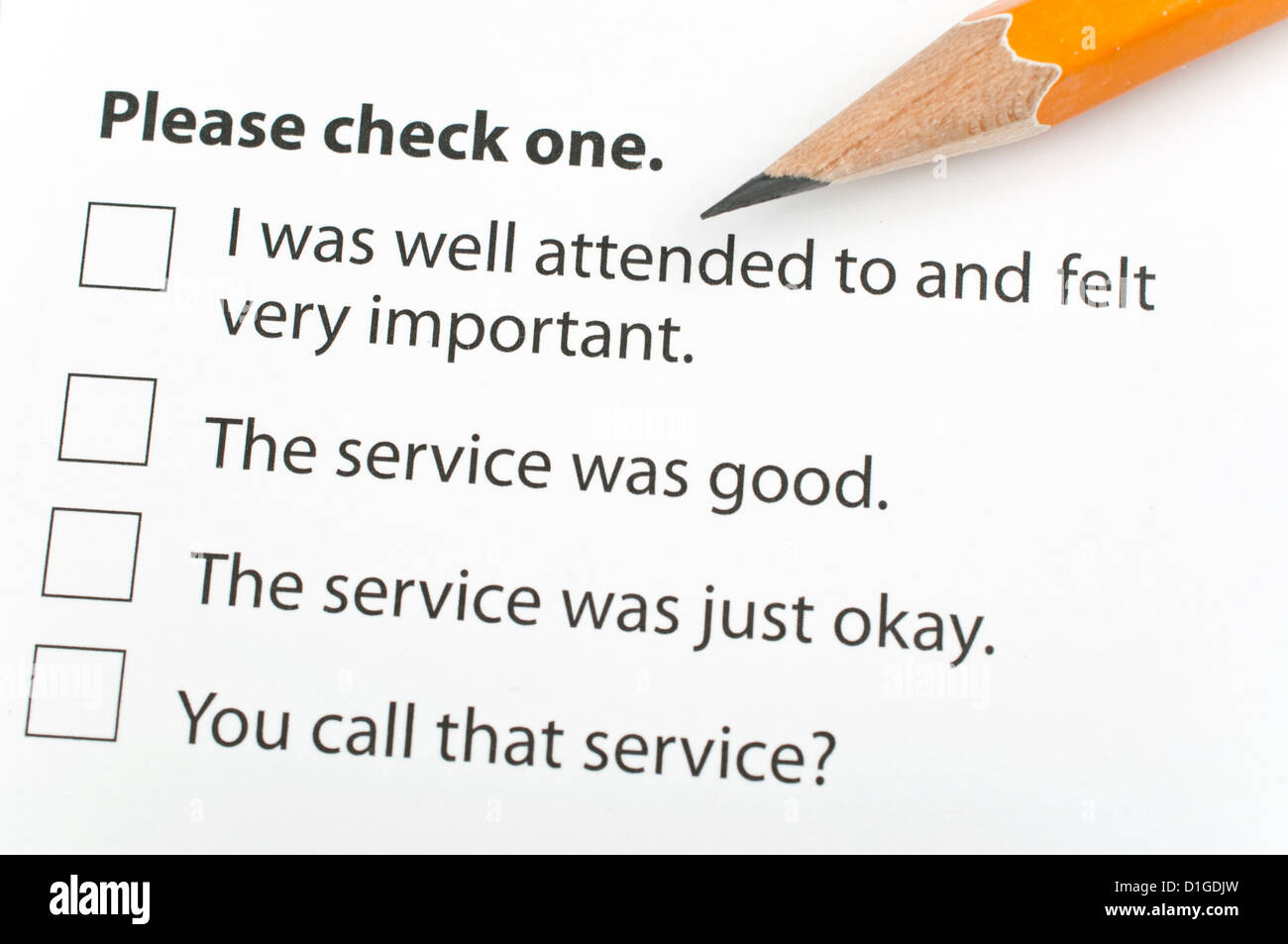 Customer survey form Stock Photo - Alamy