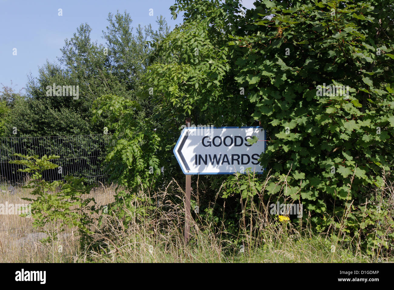 goods inwards sign by factory plant Stock Photo - Alamy