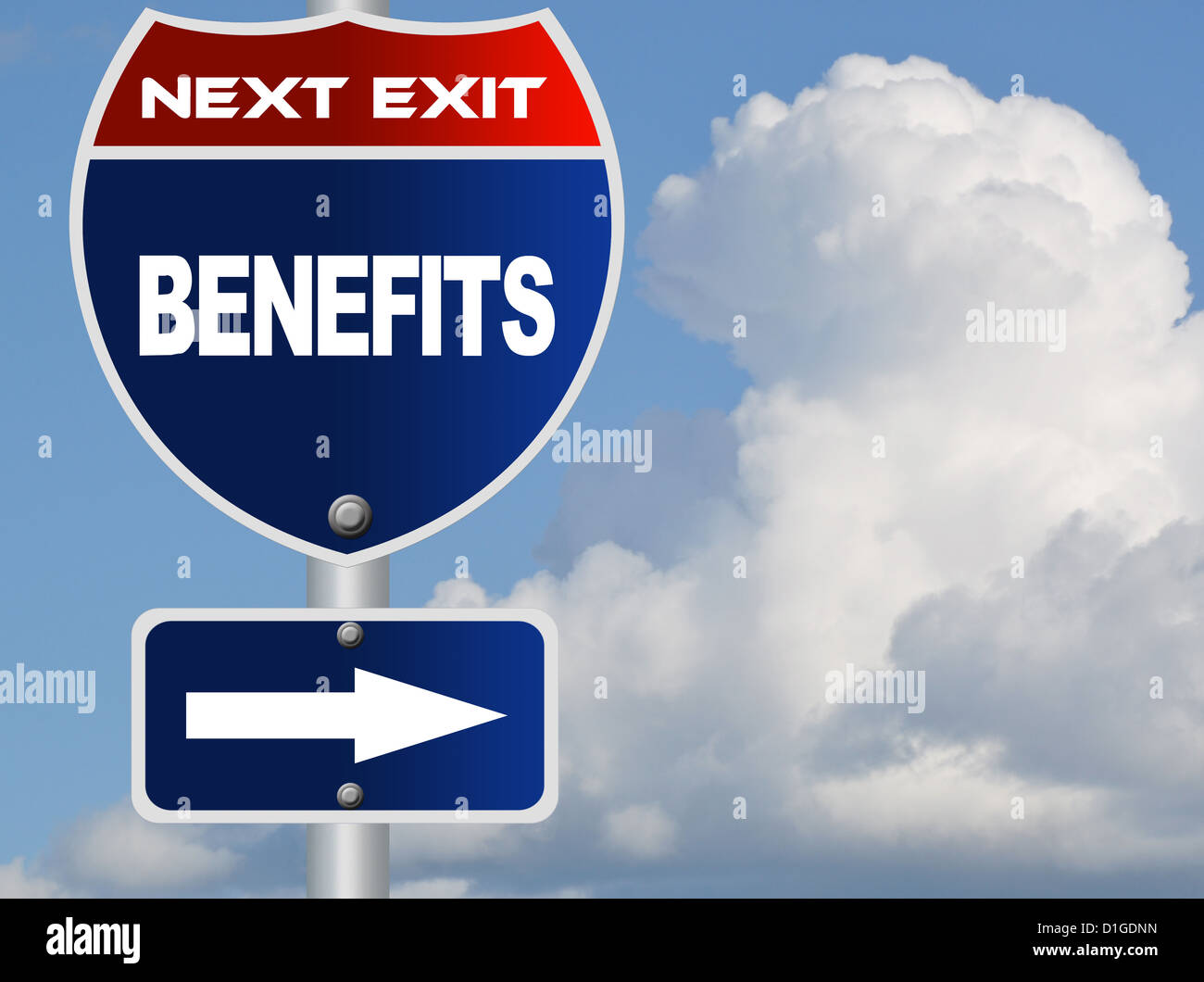 Benefits road sign Stock Photo - Alamy