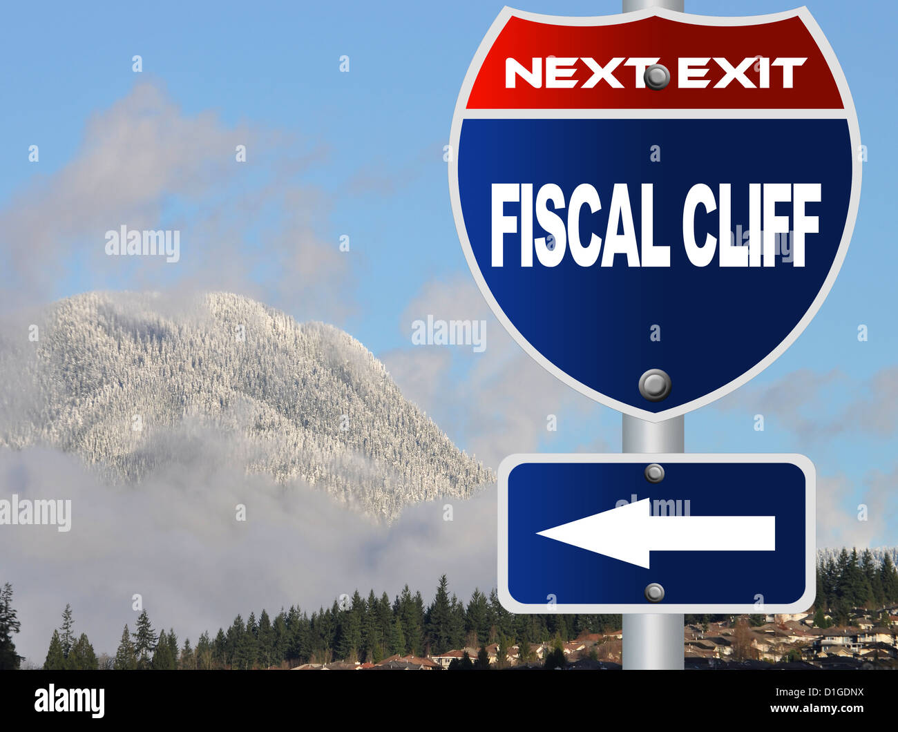 Fiscal cliff road sign Stock Photo - Alamy