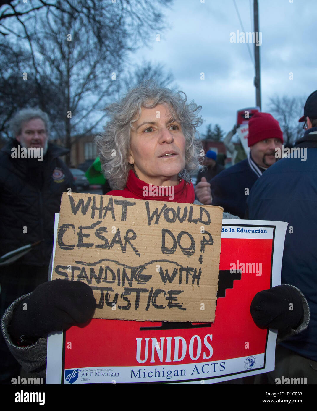 Detroit, Michigan - Teachers and parents at the Cesar Chavez Academy ...