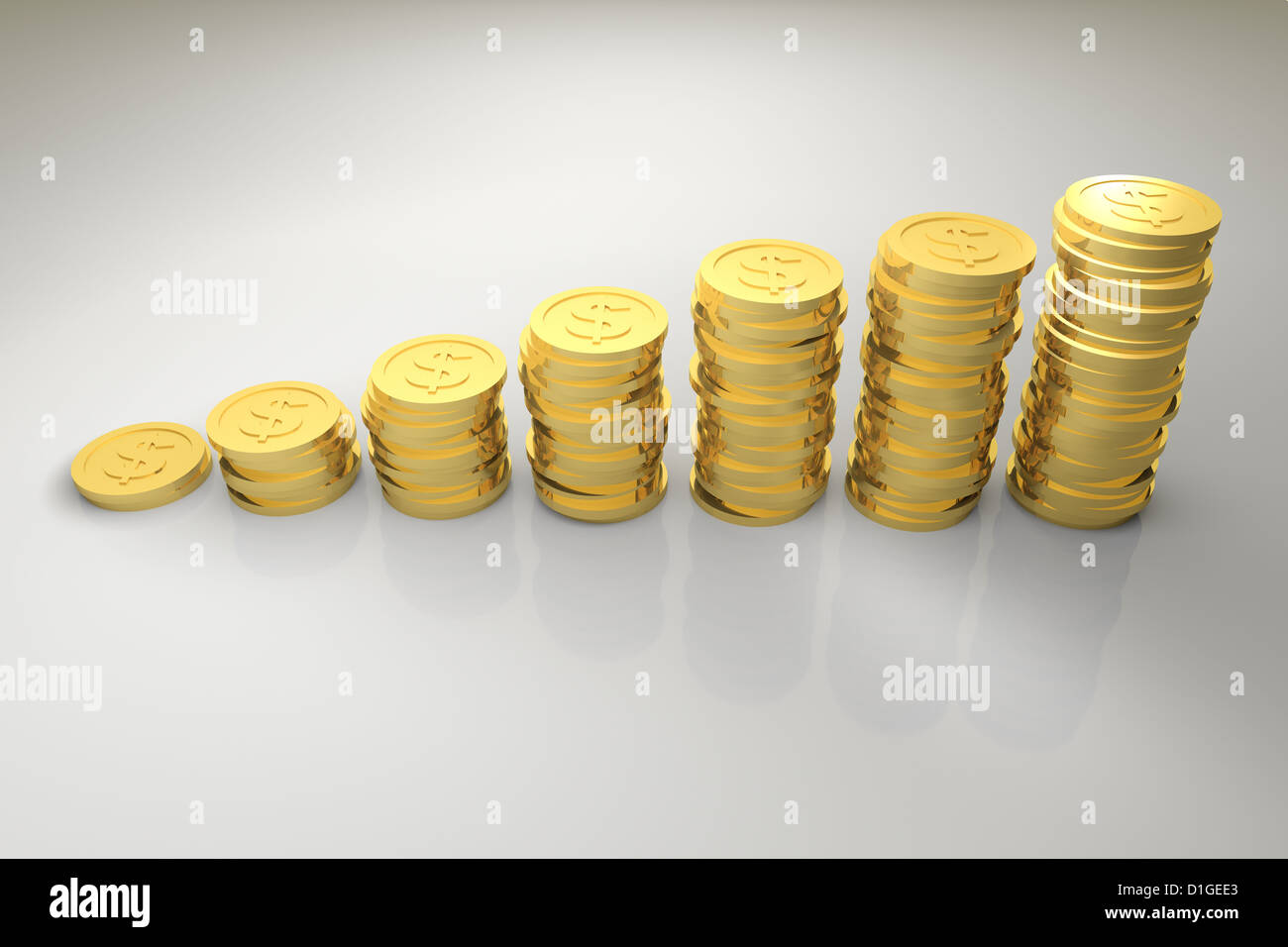 3d render illustration of gold dollar coin graph diagram Stock Photo ...
