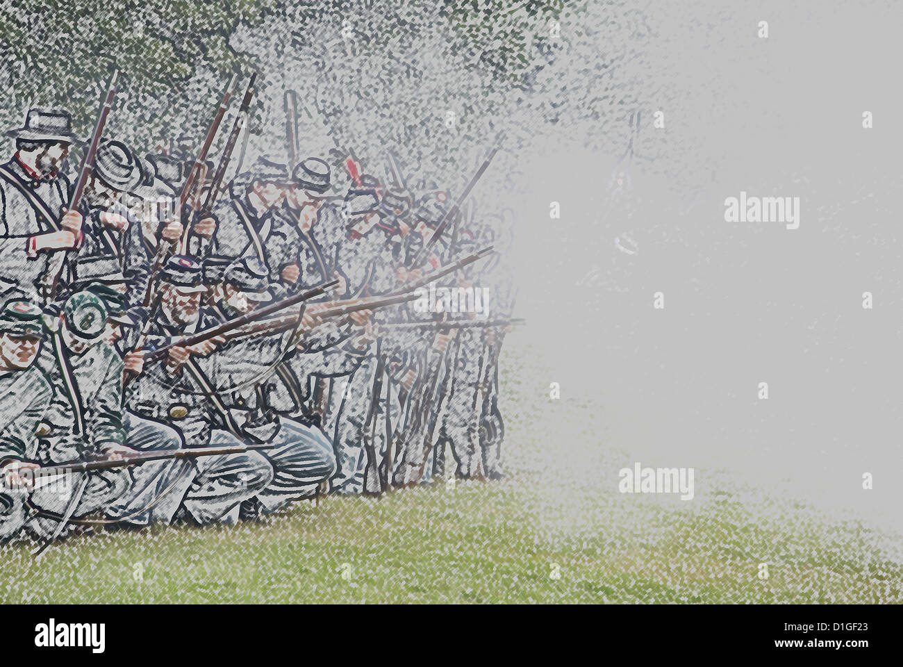 PORT GAMBLE, WA - JUN 20: Civil War reenactors participate in a mock ...