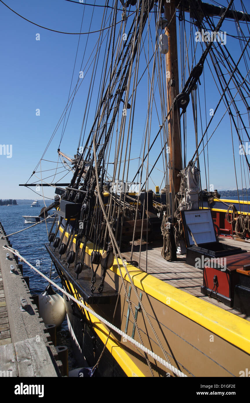 Forward section of a tall ship docked at Kirkland, Washington Stock ...
