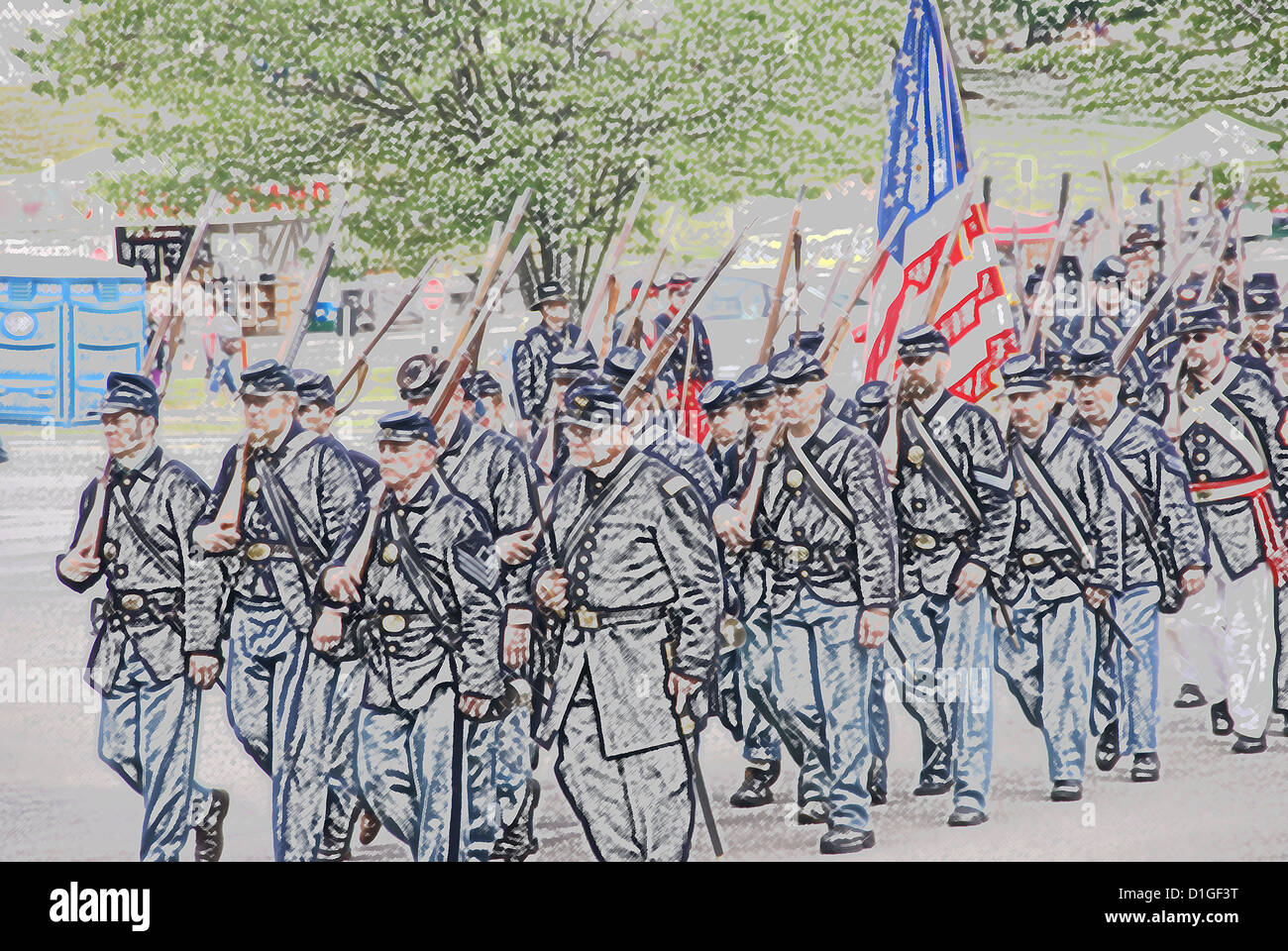 PORT GAMBLE, WA - JUN 20: Civil War reenactors participate in a mock ...