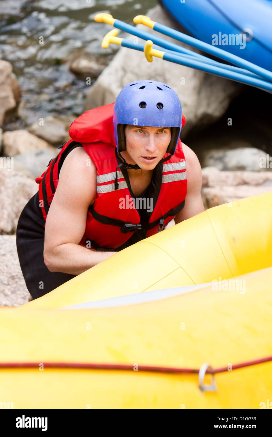 Young Athlete Training For Whitewater Rafting Stock Photo - Alamy