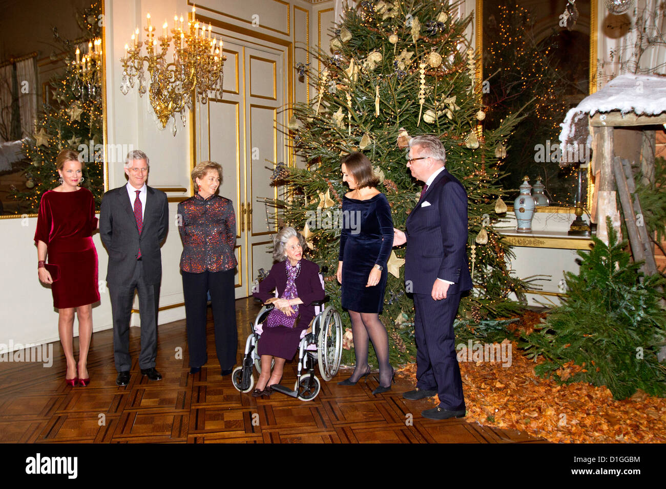 Queen Paola (L-R), Prince Philippe, Princess Mathilde, Queen Fabiola ...