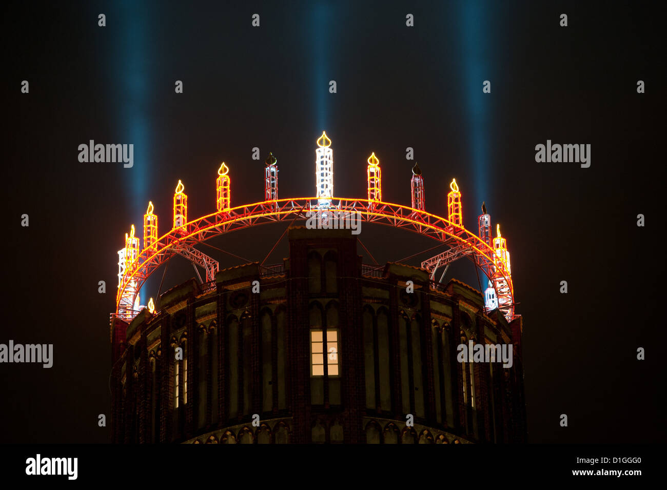 The so-called Wichern's Wreath, a type of Advent wreath, glows on the ...