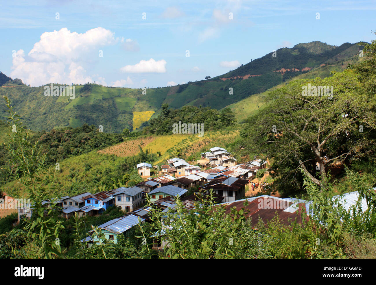 A picturesque view of a village inhabited by the Palaung people ...