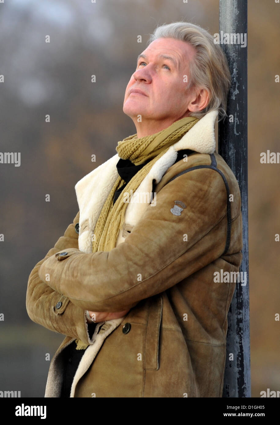 Irish singer and composer Johnny Logan stands at Kleinheesloh Lake in ...