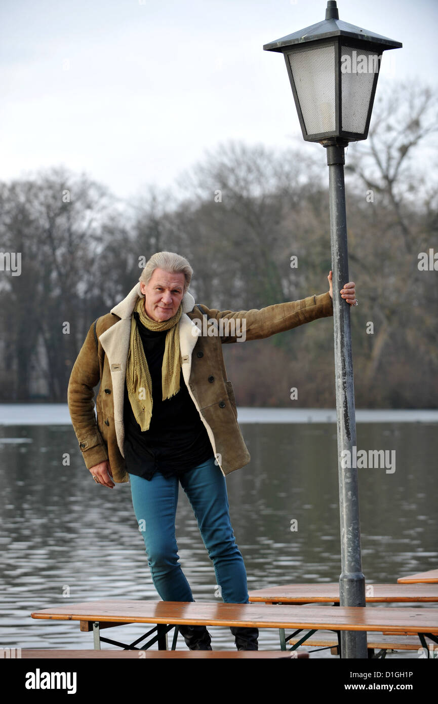 Irish singer and composer Johnny Logan stands at Kleinheesloh Lake in ...
