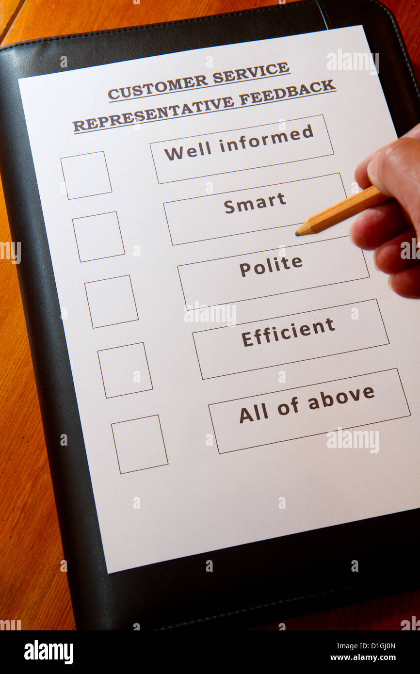 Customer Service Feedback Form with options for rating service Stock ...