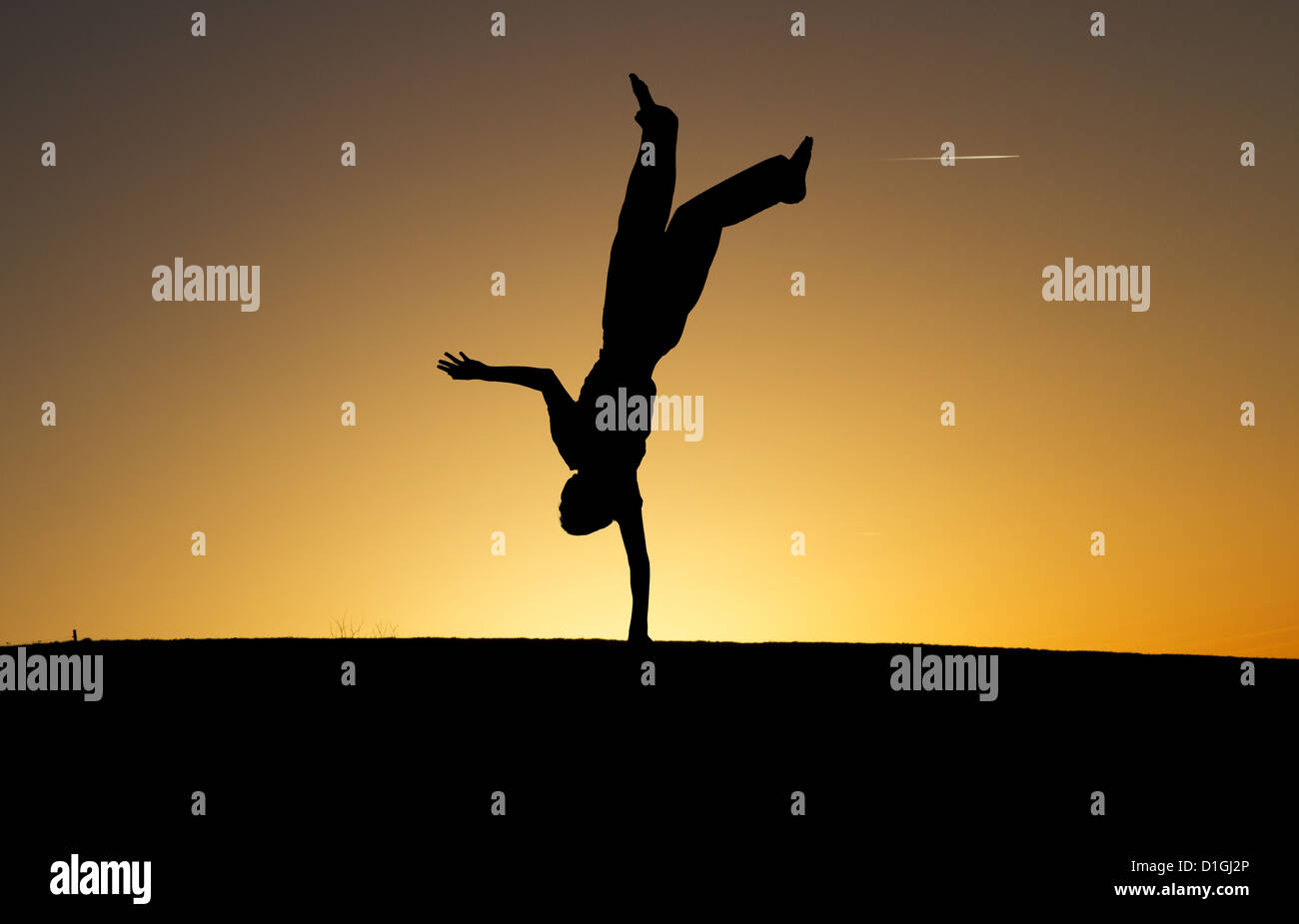 One Handed Handstand Silhouette