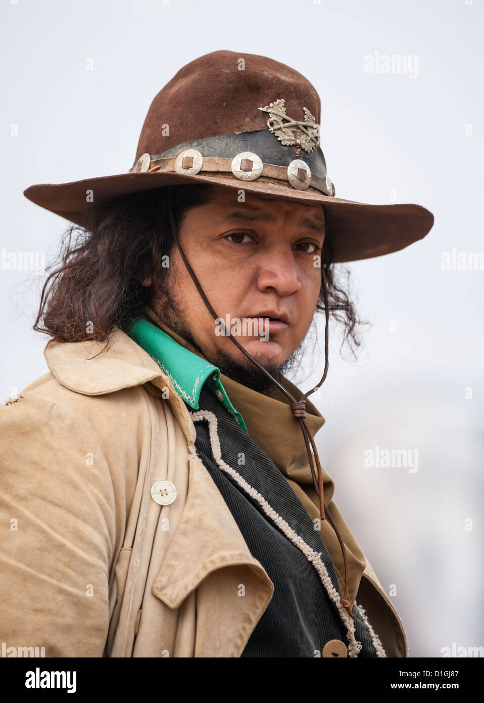 Cowboy sitting on his Horse at Mini Hollywood Almeria Andalusia Spain ...