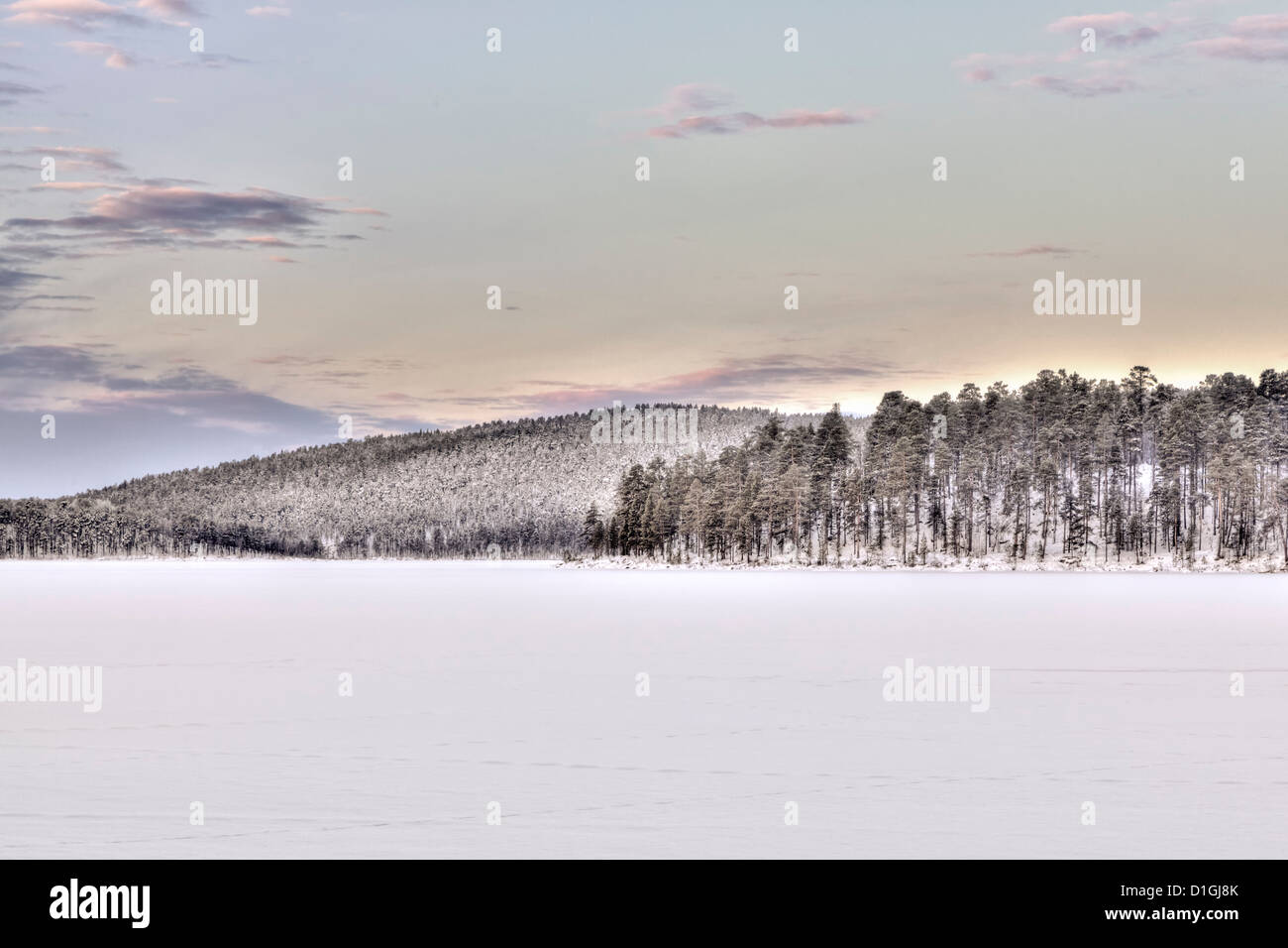 Frozen Lake in Inari, Lapland, Finland Stock Photo - Alamy