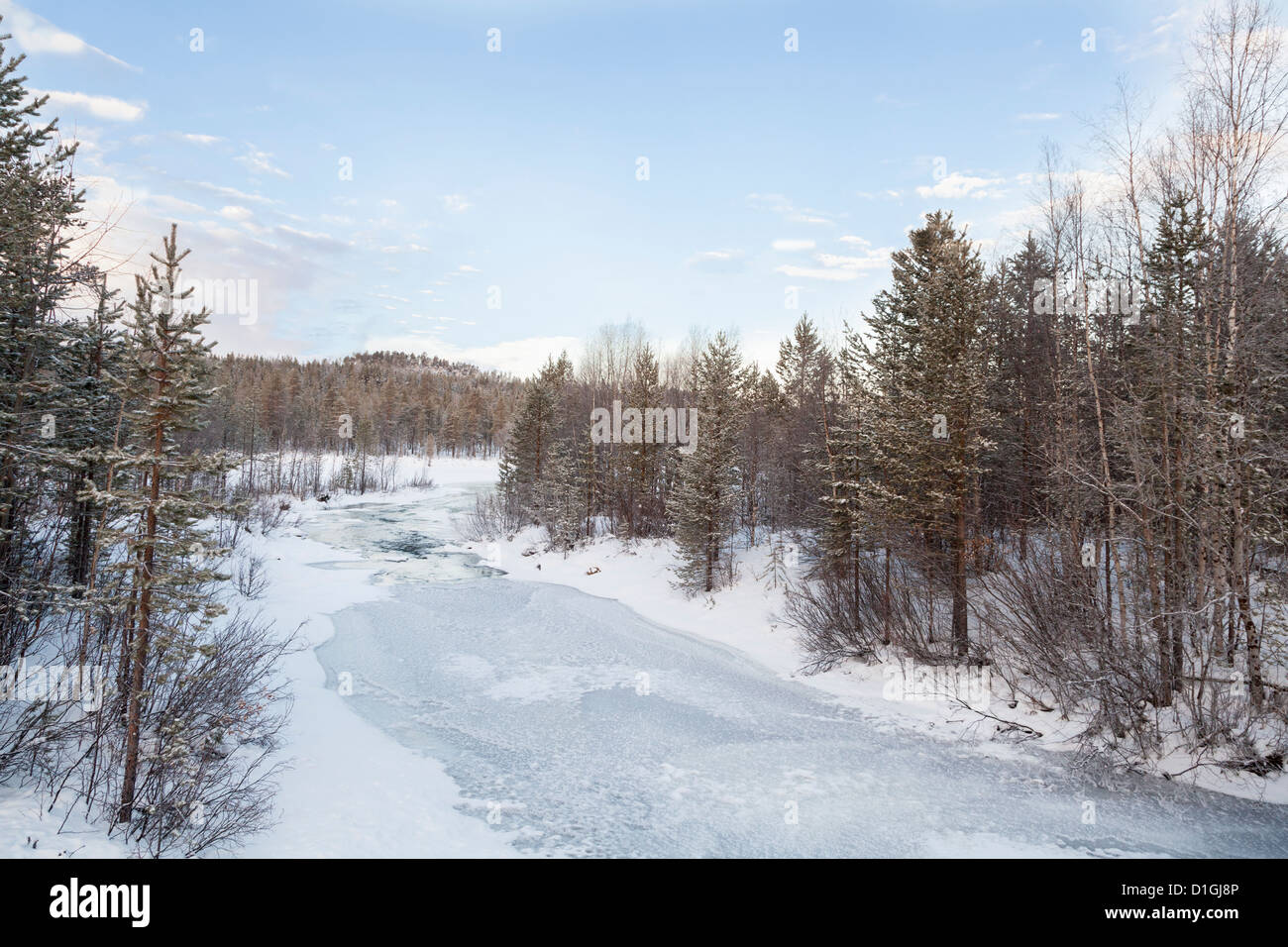 Frozen Lake in Inari, Lapland, Finland Stock Photo - Alamy