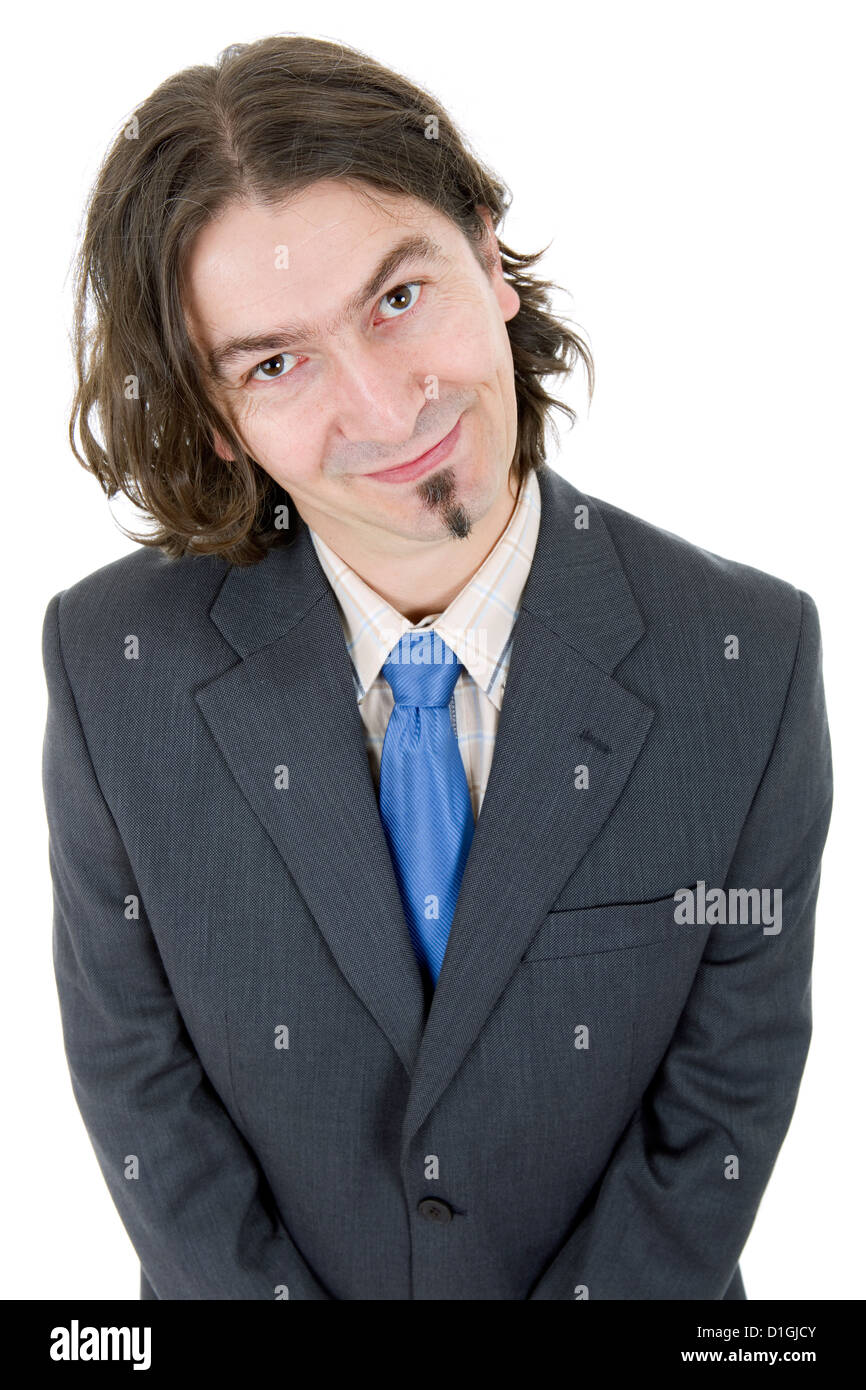 happy silly young businessman, isolated on white Stock Photo - Alamy