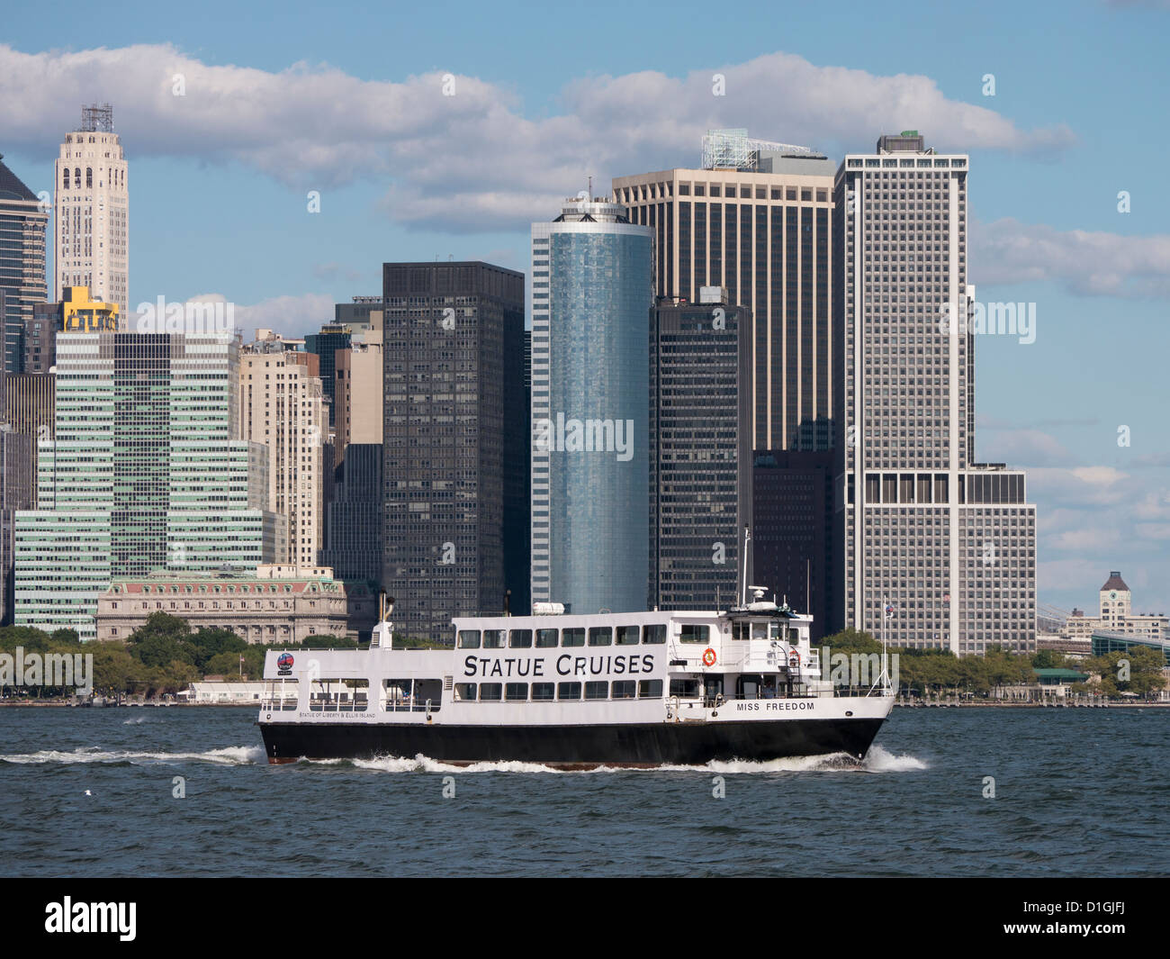 Tourist pleasure craft Miss Freedom of the Statue Cruises line passes ...