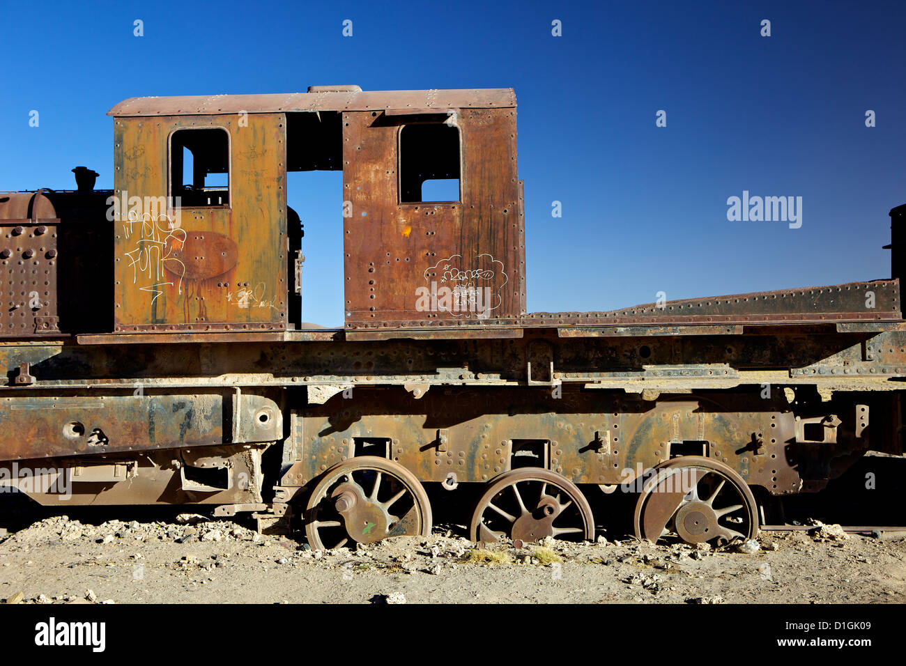 Rusting old steam locomotives at the Train cemetery (train graveyard ...