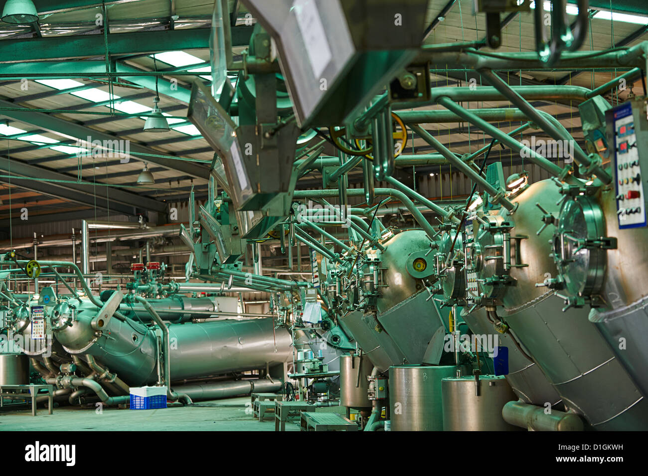 Giant agitating washing machines used to clean and dye fabrics Stock ...