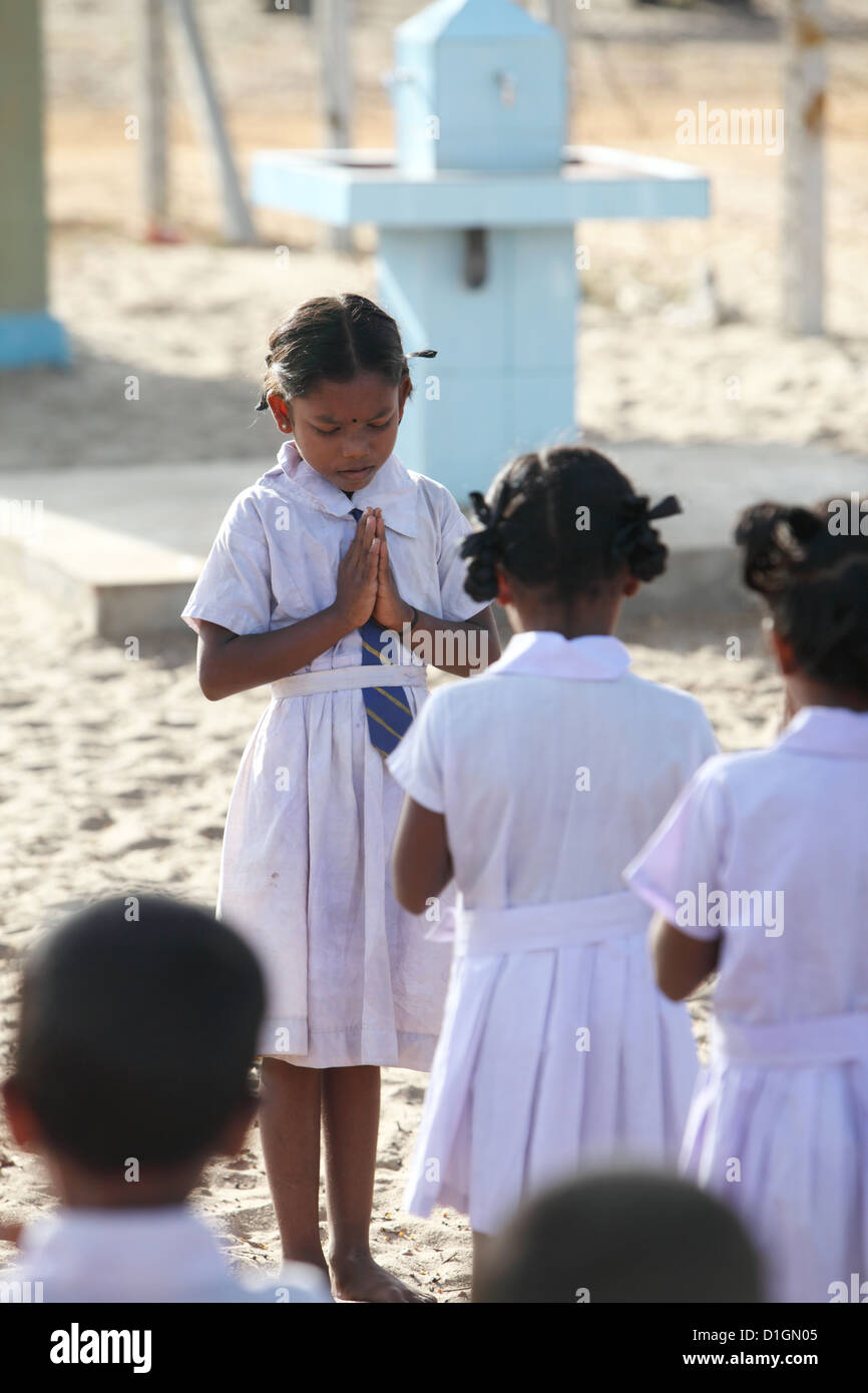 Navatkerny, Sri Lanka, students at morning roll call Stock Photo - Alamy