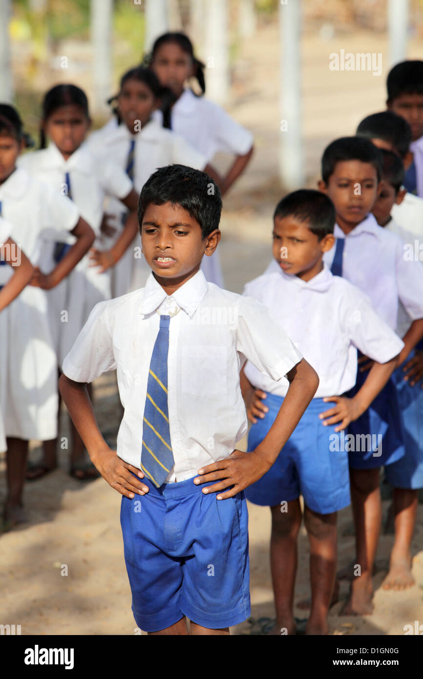 Navatkerny, Sri Lanka, students at morning roll call Stock Photo - Alamy