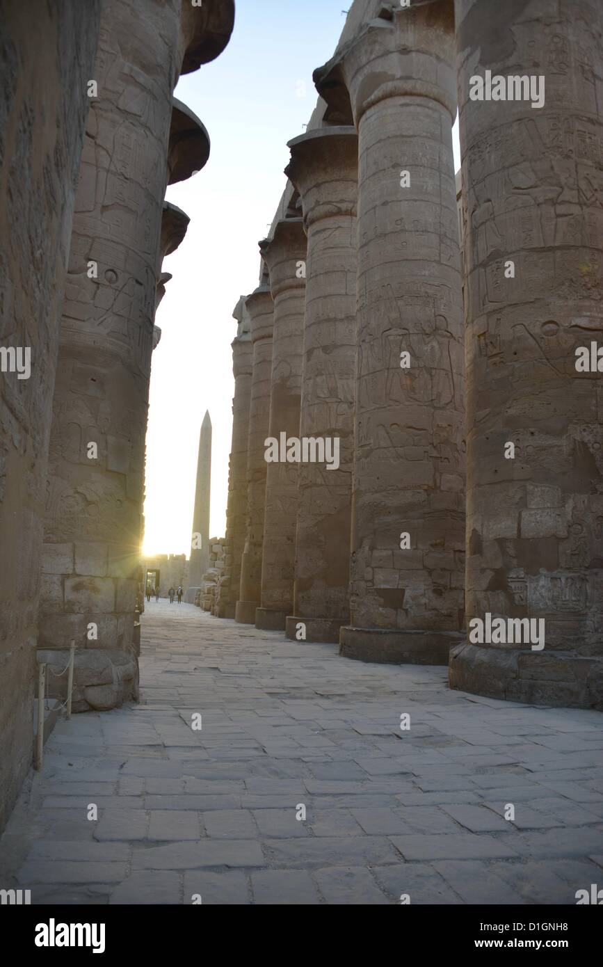 Luxor, Egypt -- 21 December 2012 -- The Winter Solstice sunrise ...